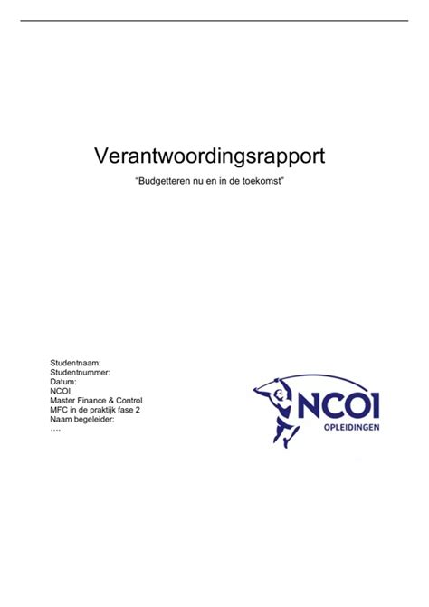 Scriptie Master Finance And Control Mfc Budgetteren Nu En In De Toekomst