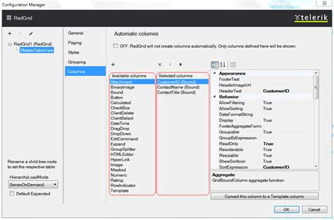 Telerik Web Forms Grid Design Time Adding Columns From Design Time Telerik Ui For Asp Net Ajax