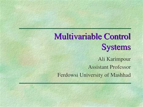 Ppt Multivariable Control Systems Powerpoint Presentation Free Download Id5744601