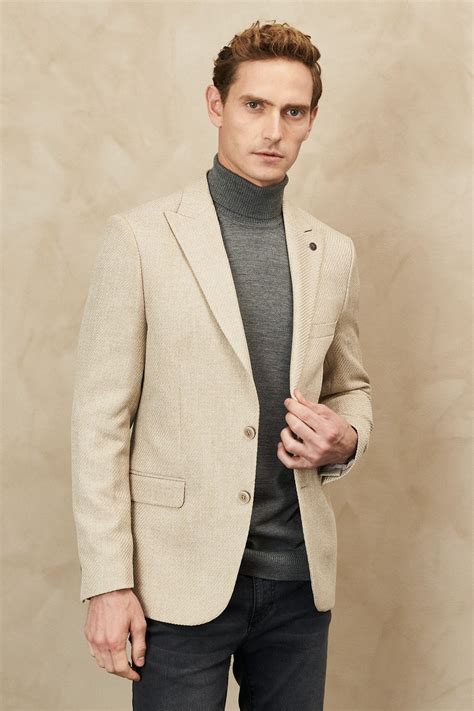 Altınyıldız Classics Erkek Bej Slim Fit Dar Kesim Kırlangıç Yaka Desenli Ceket Fiyatı Yorumları