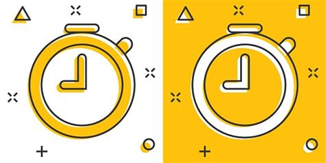 만화 스타일의 벡터 만화 시계 타이머 아이콘 시간 알람 개념 일러스트 그림 그림 스톱워치 클럭 비즈니스 스플래시 효과 컨셉 0명에 대한 스톡 벡터 아트 및 기타 이미지