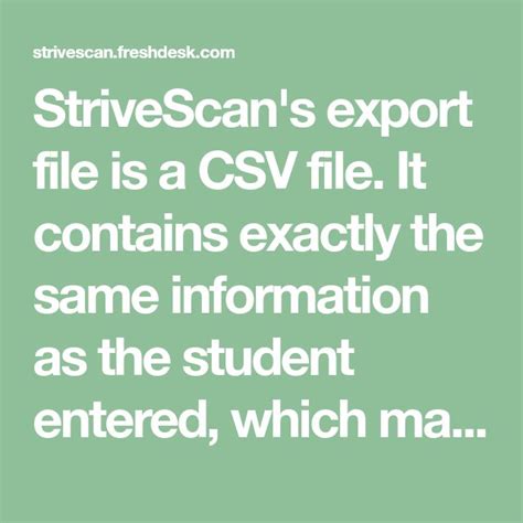 Strivescans Export File Is A Csv File It Contains Exactly The Same