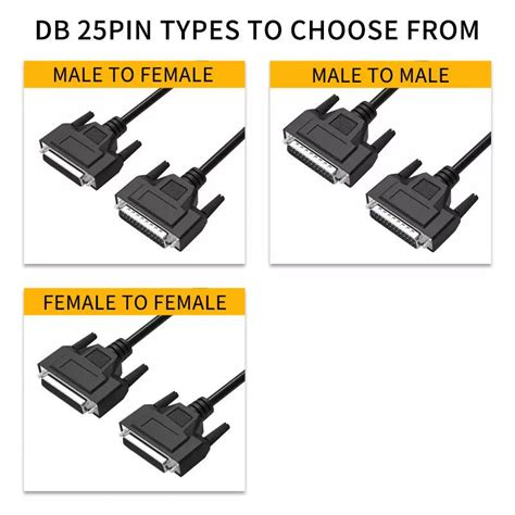 D Sub Pin Connector Db To Db Parallel Communication Cables Male To Female