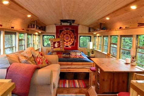 9 Bus Homes With Fireplaces Solar Panels And Full Kitchens