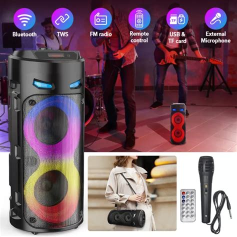 Wireless Portable Rgb Bluetooth Speaker Subwoofer Heavy Bass Party Karaoke Mic Picclick Uk