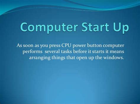 Computer Start Up Process