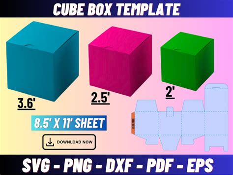 Cube Box Template Bundle Square Box Template Svg Classic Box Template Simple Box Storage Box
