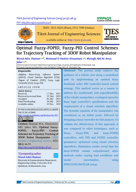 Optimal Fuzzy Fopid Fuzzy Pid Control Schemes For Trajectory Tracking Of 3dof Robot Manipulator