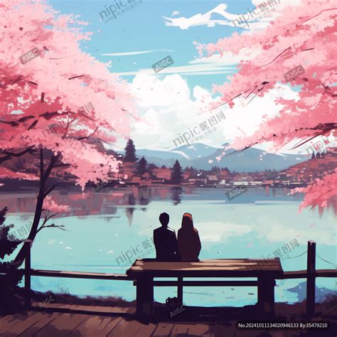 Ai创作图唯美浪漫情侣插画 浪漫樱花树下 浪漫情侣插画背景 湖边樱花树 浪漫情侣插画 浪漫风景画 唯美浪漫插画 浪漫唯美插画 插画唯美浪漫 粉色唯美场景 唯美风景插画 浪漫温馨插画 情侣拥抱