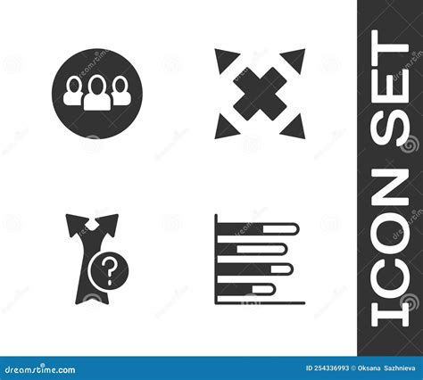 Set Pie Chart Infographic Project Team Base Arrow And Many Ways Directional Arrow Icon Vector