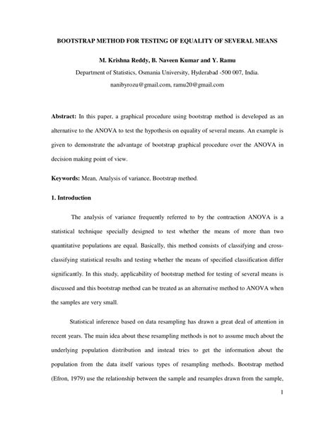 Pdf Bootstrap Method For Testing Of Equality Of Several Means