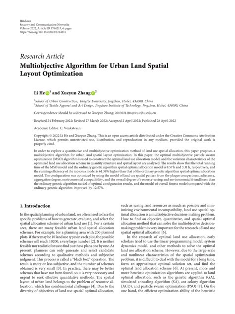 Pdf Multiobjective Algorithm For Urban Land Spatial Layout Optimization
