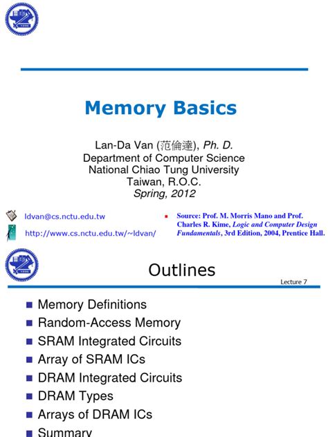 Dsd Lecture 07 Pdf Random Access Memory Dynamic Random Access Memory