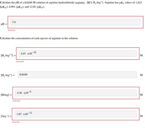 Solved Calculate The Ph Of A 00169m Solution Of Arginine