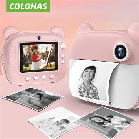 어린이용 즉석 인쇄 카메라 열전사 인쇄 사진 프린터 감열지 롤 디지털 카메라 비디오 생일 선물 Aliexpress