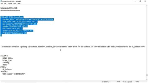 Indexes And Clusters In Oracle Sql Youtube