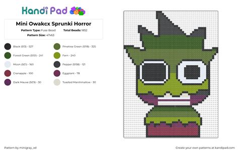 Mini Owakcx Sprunki Horror Fuse Bead Pattern Kandi Pad Kandi Patterns Fuse Bead Patterns