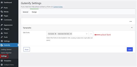 Add Or Change Site Fonts Gutenify
