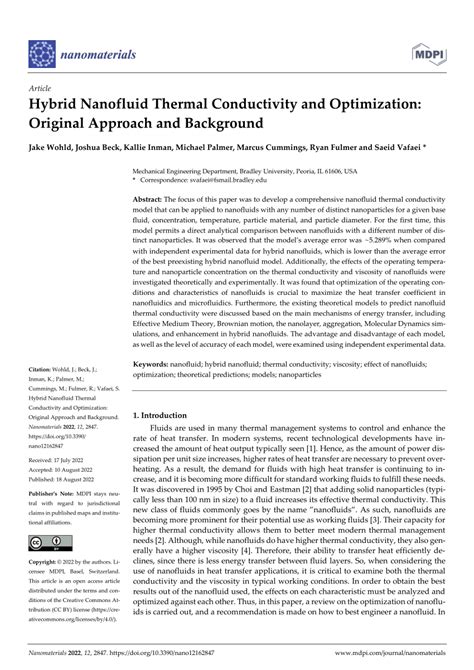 Download Pdf Hybrid Nanofluid Thermal Conductivity And Optimization