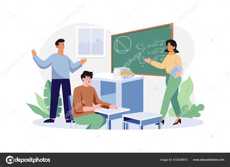 Student Attending Maths Class Illustration Concept White Background