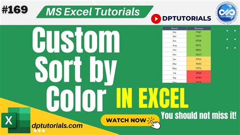 how to custom sort by color in excel youtube
