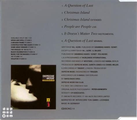 A Question Of Lust Depeche Mode Discography
