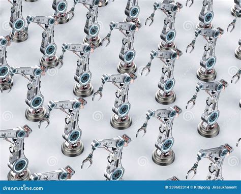 Group Of Robot Assembly Line Stock Illustration Illustration Of