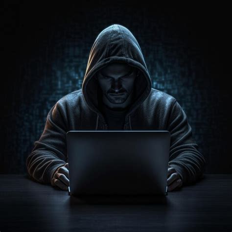 Premium Photo Hacker In A Hoodie Sitting At His Computer