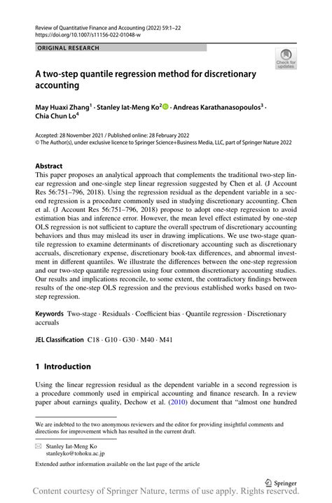 A Two Step Quantile Regression Method For Discretionary Accounting