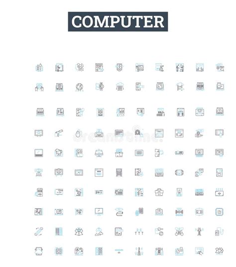 Computer Vector Line Icons Set Computer Laptop Desktop Monitor Printer Router Cpu