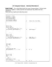Boolean Worksheet1 Java Aplus A Computer Science Boolean Worksheet 1