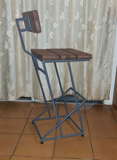 Rebar And Wood Bar Stools Wood Bar Bar Stools Stool