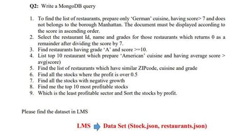 Q2 Write A Mongodb Query 1 To Find The List Of
