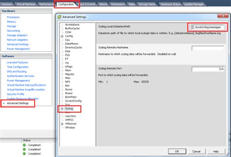 VMWare ESXi Update Warning Syslog Not Configured