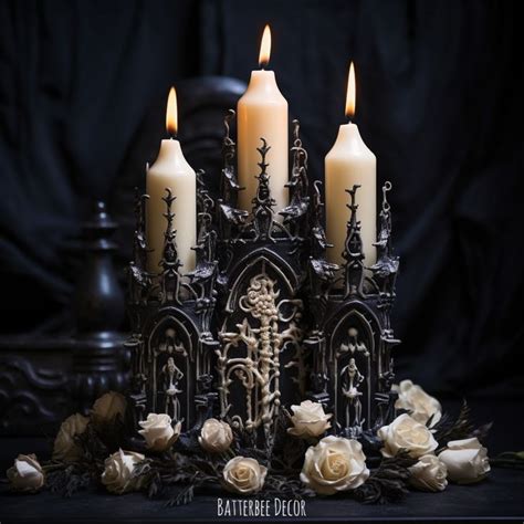Gothic Altar With Lit Candles Gothic Candle Altar Decor Gothic