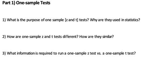 Solved Part 1 One Sample Tests 1 What Is The Purpose Of Chegg Com