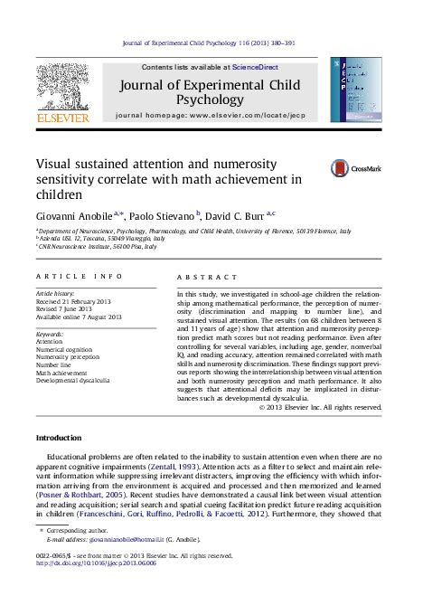 Pdf Visual Sustained Attention And Numerosity Sensitivity Correlate