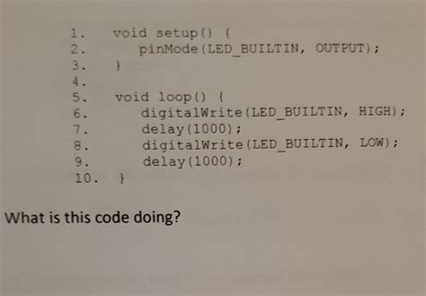 Solved Void Setup F PinMode LED BUILTIN OUTPUT Chegg