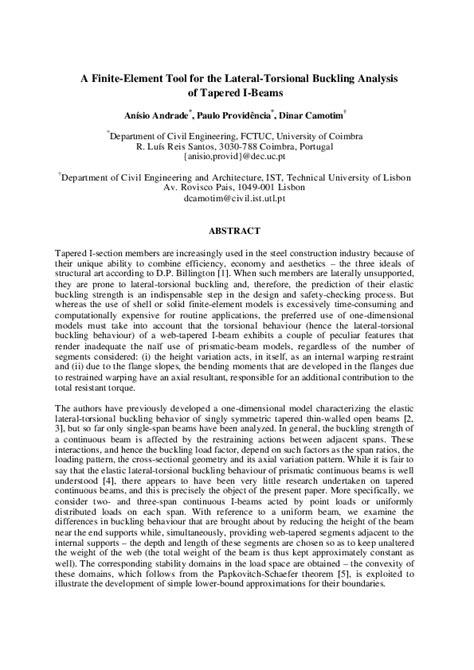 Pdf A Finite Element Tool For The Lateral Torsional Buckling Analysis