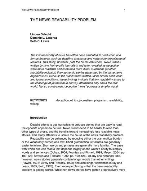 Pdf The News Readability Problem