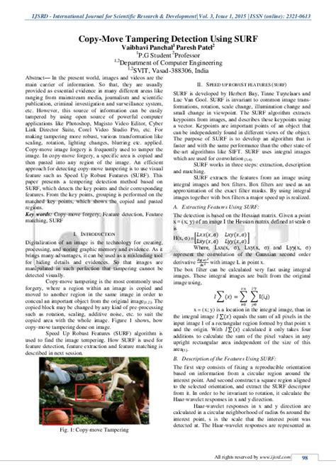 Pdf Copy Move Tampering Detection Using Surf
