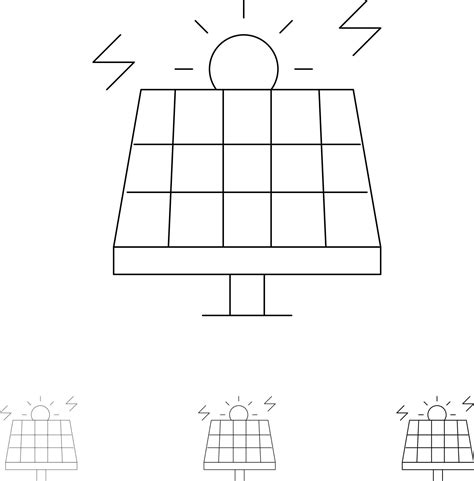 Energy Environment Green Solar Bold And Thin Black Line Icon Set 14803882 Vector Art At Vecteezy