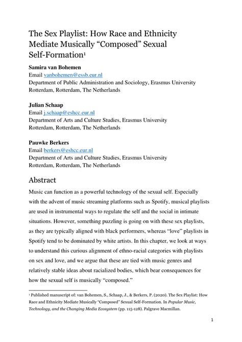 PDF The Sex Playlist How Race And Ethnicity Mediate Musically Composed Sexual Self Formation