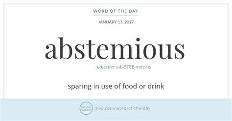 Word Of The Day Abstemious Merriam Webster