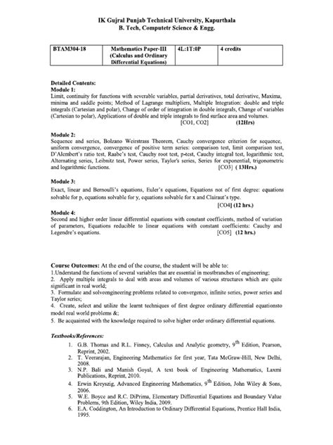 Math Iii Syllabus Pdf