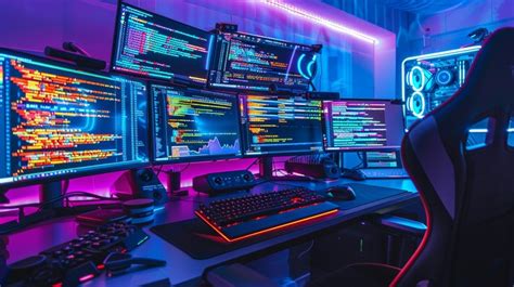 Free Futuristic Coding Setup Photo Technology Programming Neon