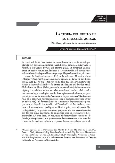 La Teoría Del Delito 11 Abogado Egresado De La Universidad San Martín