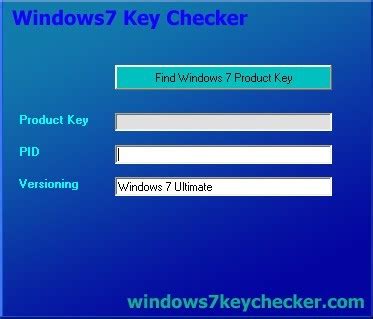 Windows 7 Key Checker Main Window Windows7keychecker Com Windows 7 Key Checker Is A Free