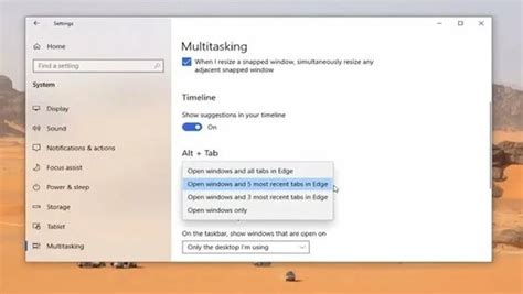 how to disable displaying of edge tabs in alt tab in windows 10
