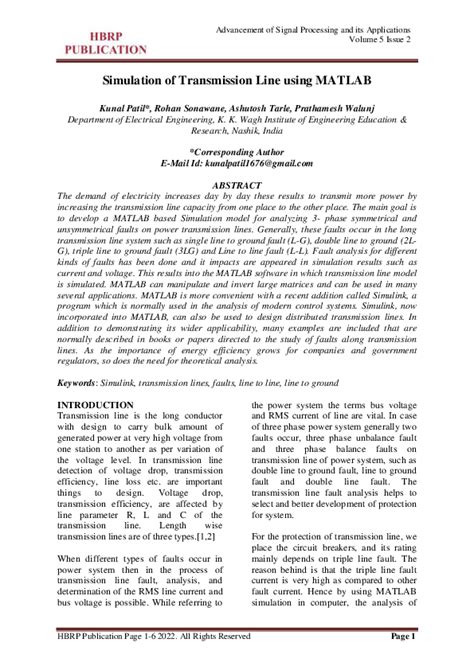 Pdf Simulation Of Transmission Line Using Matlab